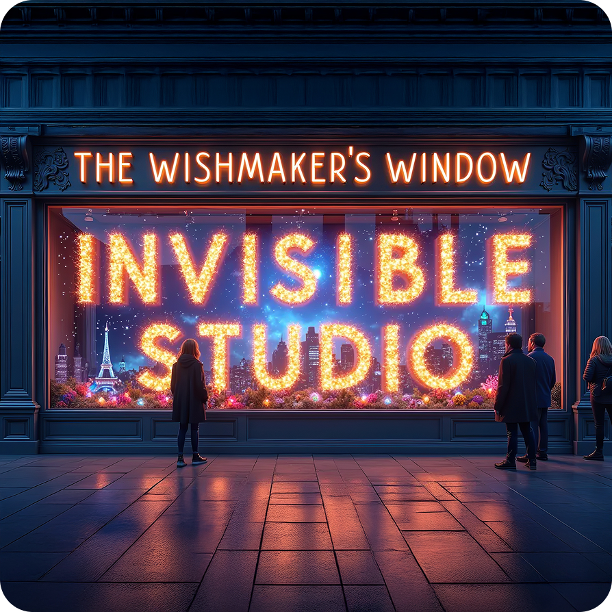 Invisible Studio storefront display with glowing sign and iconic ...